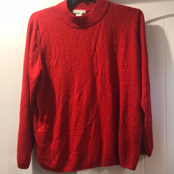 Allison Daley | Sweaters | Allison Daley Red Cable Sweater 3x | Poshmark